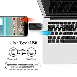 POHOVE USB C Memory Stick 128GB Type C USB Flash Drive 128GB 2-in-1 OTG Pen Drive 128 GB USB Key Compatible with Samsung Huawei Oneplus Android Smartphone MacBook PC Tablets (Black)