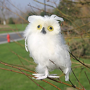 GWOKWAI Artificial Owl Simulation Foam Bird, Realistic Feather Bird Ornaments for Christmas Tree Decor Home Garden Wedding Decoration