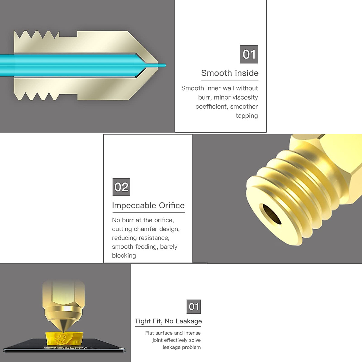 Creality 5PCS MK-ST Nozzle Kit for Ender 3 S1 Pro and Ender 3 V2 Neo, 3D Printers Parts 0.25mm, 0.4mm, 0.6mm, 0.8mm Copper Alloy Nozzle Kit for Ender 3 S1 and Ender 3 Neo Series