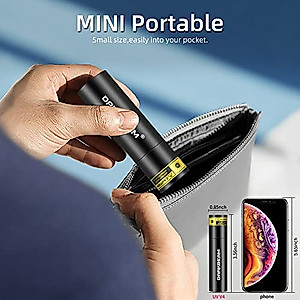 DARKBEAM UV 365nm Light Wood's lamp V4 USB Rechargeable Portable Blacklight LED Ultraviolet Flashlight Mini Pocket-Size, Detector for Pet Urine, Stains, Flurescent Material, Money Check, Amber 370nm