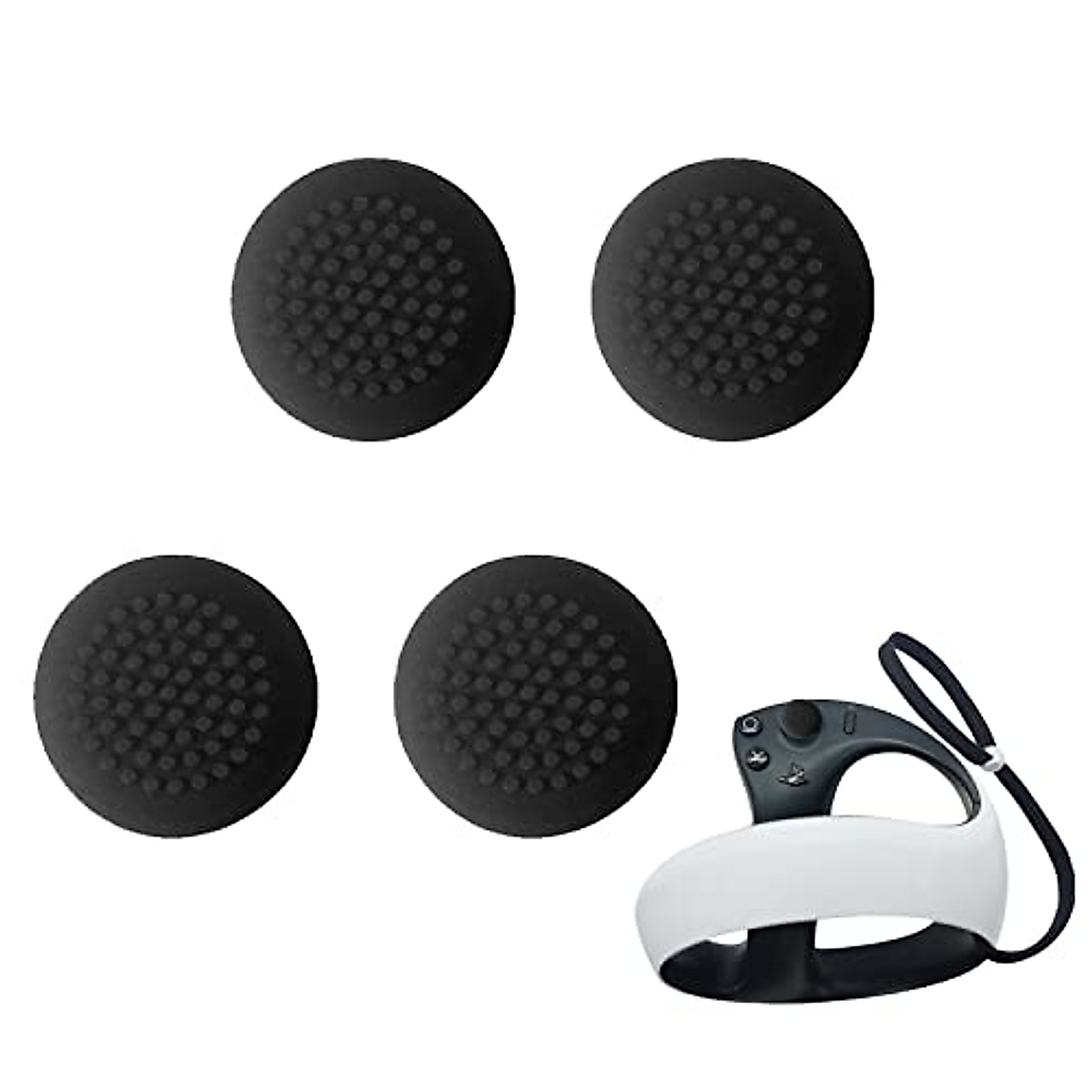 (2 Sets) Miimall Compatible for Playstation VR2 Controller Cover, Soft Anti-Slip Controller Rubber Silicone Protector Case Cover for PSVR2, Joystick Caps for PS VR2 Thumb Grip Caps-Black