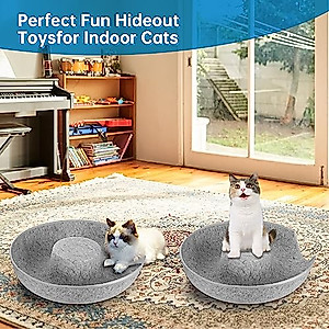 YUNLAN Cat Tunnel Bed, Indoor Cat Cave, Cat Tunnel, Large Cat House, Donut Cat Bed - Perfect for Multi-Cat Households… (Light grey-20inch)