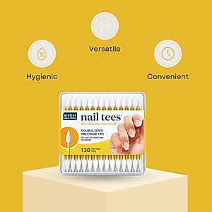 Fran Wilson NAIL TEES COTTON TIPS 120 Count - The Ultimate Nail Tool, Multi-Purpose Double-sided Swabs with Pointed Ends for Precise Touch-ups and the Perfect At-Home Manicure & Pedicure