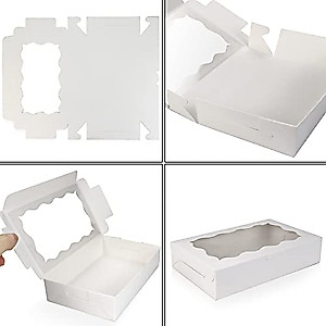 BILLIOTEAM 30 Pack White Kraft Cookie Box with Clear Window,Premium Small Paper Gift Box Container for Dessert Pastry Candy Packaging,Wedding,Party,Christmas,Birthday,Baby Shower(7" x 4 3/8" x 1 1/2")