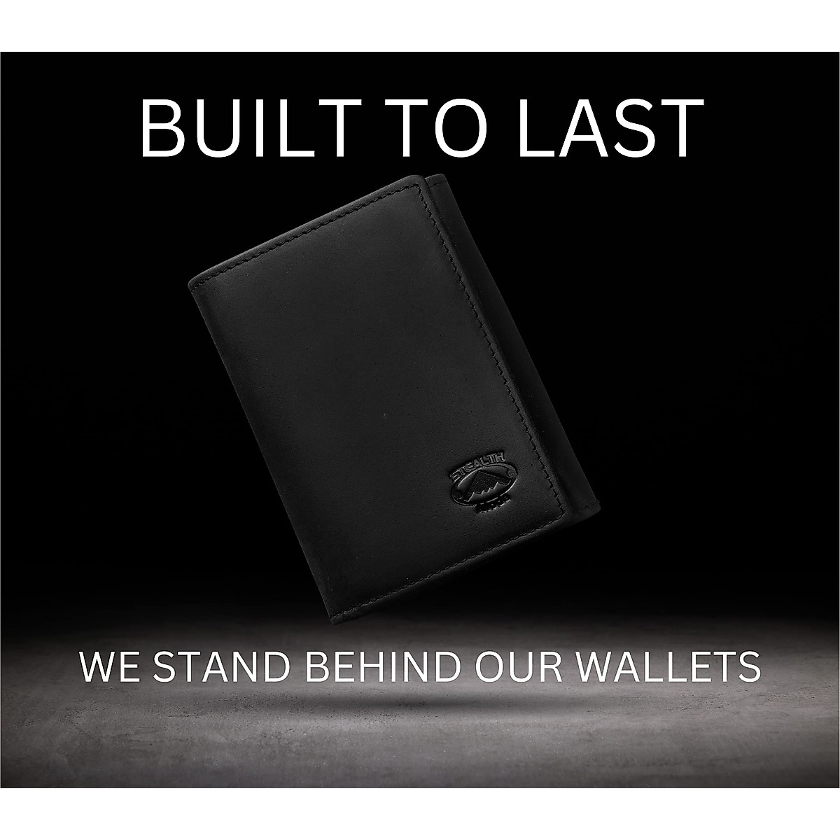 Stealth Mode Trifold RFID Blocking Leather Wallet for Men (Black)