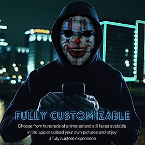 MAGNETIC MAN Face Transforming LED Mask - Rechargeable Changing Facial Cover with Bluetooth App, Programmable & Customizable Lighting Effect Light Up Mask