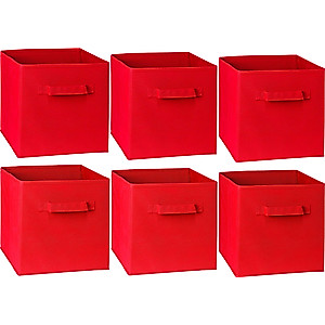 Simple Houseware Foldable Cube Storage Bin, Red - 6 Pack