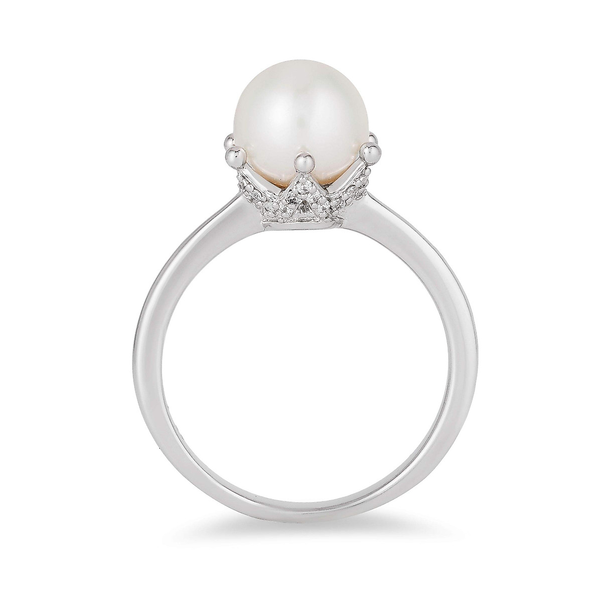 Jewelili Enchanted Disney Fine Jewelry Sterling Silver 1/10 Cttw Diamond Ariel Disney Ring Size 9