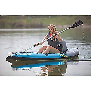 Sevylor QuickPak K1 1-Person Inflatable Kayak, Kayak Folds into Backpack with 5-Minute Setup, 21-Gauge PVC Construction; Hand Pump & Paddle Included