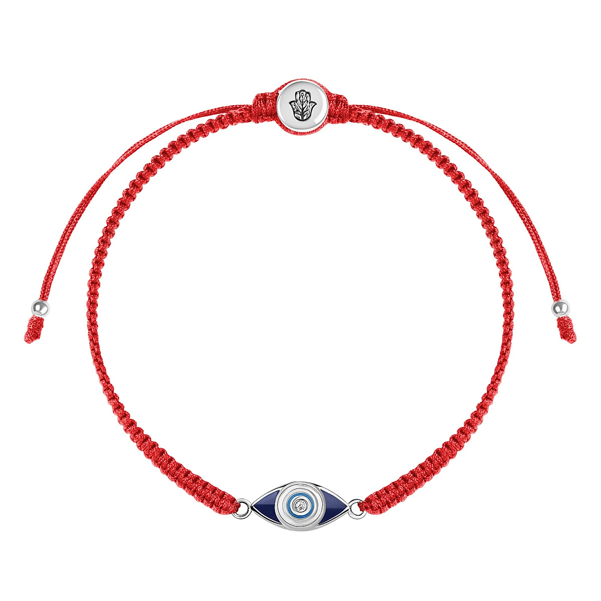 KARMA AND LUCK Red String Bracelet for Women with 925 Sterling Silver Evil Eye Charm with Diamond Chip for Spiritual Cleansing, Handmade in Bali, Size 5.5”-7.7”