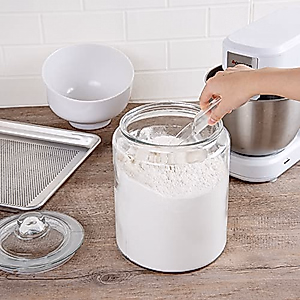 Restaurantware Vetri 1.6 Gallon Glass Storage Jar 1 Dishwashable Glass Cookie Jar - Airtight Seal Wide Opening Clear Glass Candy Jar Knob Handle Lid For Kitchen Laundry Or Storage