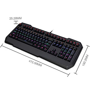 XYLXJ Mechanical Wired E-Sports Gaming Keyboard, RGB Mixed Backlit, Full-Size Without Conflict for Office Typing and Gaming