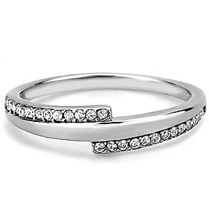 Jude Jewelers Stainless Steel Eternity Style Wedding Band Ring (Silver, 7)