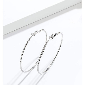 VONALA 925 Sterling Silver Circle Endless Hoop Earrings - Jewellery for Women 65MM