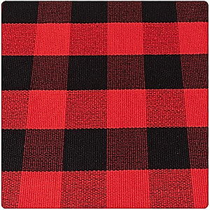 Wininplus Buffalo Plaid Check Rug 27.5 X 43 in Hand-Woven Indoor Or Outdoor Washable Checkered Rugs for Layered Door Mats for Front Porch/Entryway/Farmhouse, Red and Black Plaid Doormat