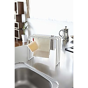 Yamazaki Dish Home Dishcloth Hanger | Steel | Towel Holder, One Size, White