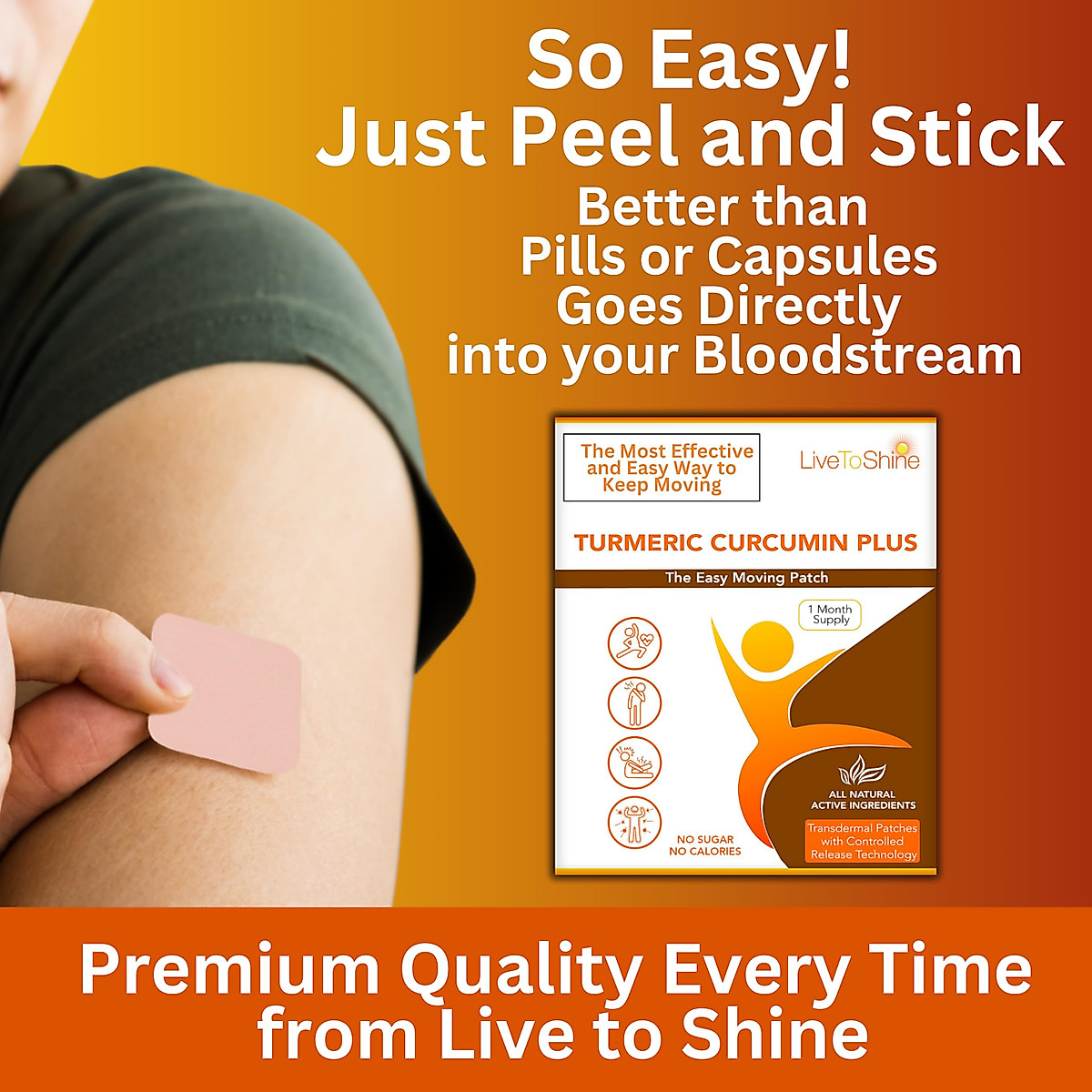 Live To Shine Turmeric Curcumin Topical Patches - 30 Days Supply – USA Made