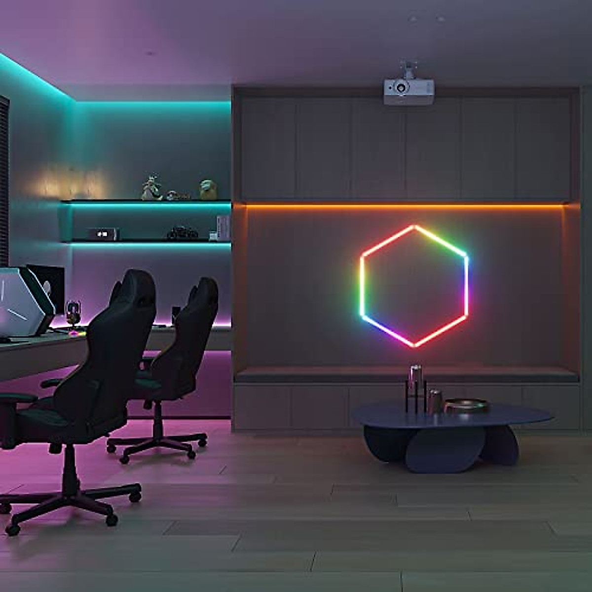 Hexagon LED Garage Light RGB - Hexagon Garage Light with Adjustable Light Color, for Private Garage KTV Bar Basement Gym Lighting(1 Pack)