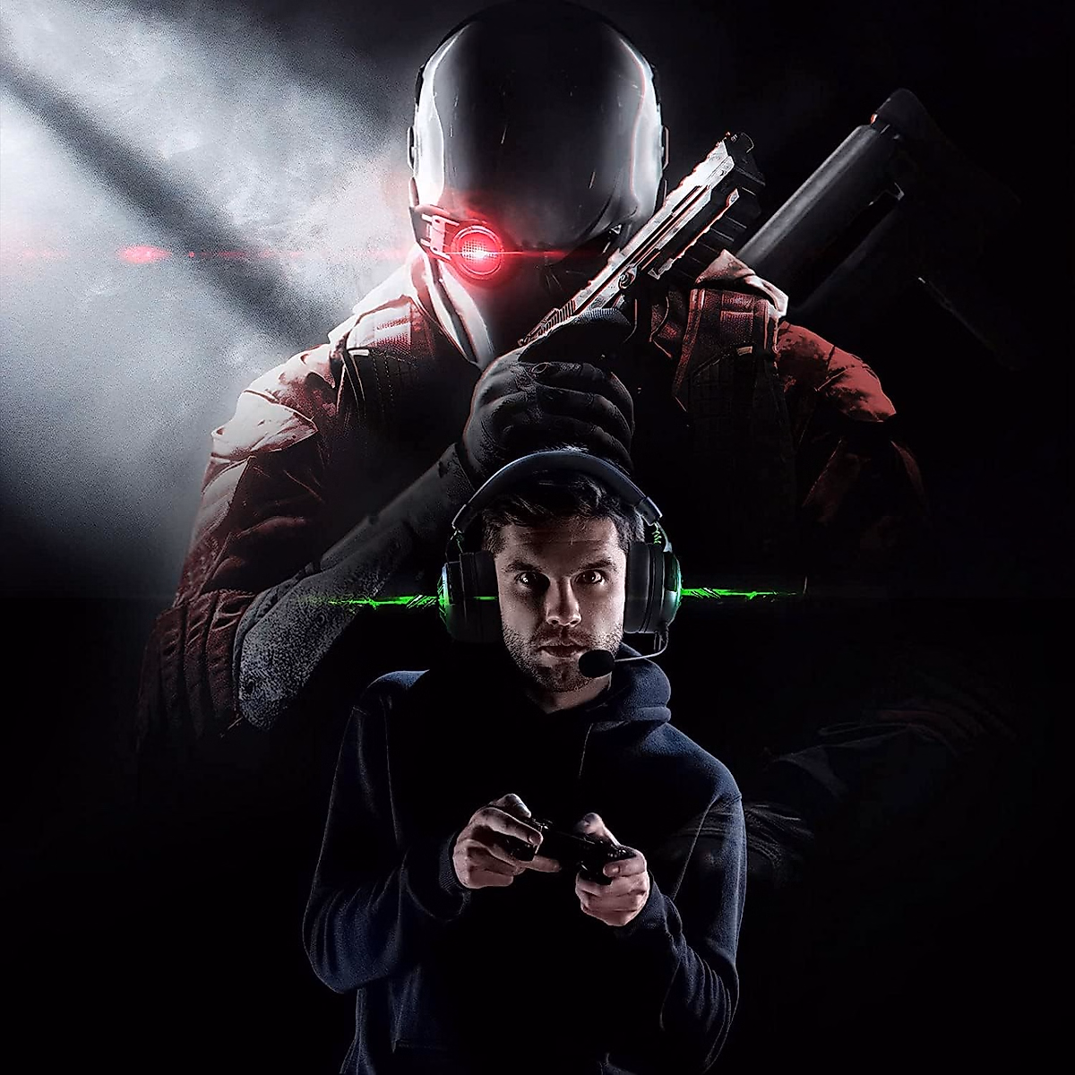 EKSA StarEngine Pro PC Gaming Headset - 7.1 Surround Sound for PS4 PS5 Xbox, AI Intelligent Noise Cancelling Microphone, Dual Chamber Driver, Game/Muisc Mode, Wired Headphones for Xbox one, Computer