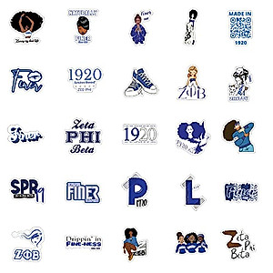 Zeta Phi Beta Sorority Paraphernalia Stickers 60pcs Fellowship Cociety Decals Aesthetic Waterproof Vinyl Pack Stickers for Water Bottle Laptop Cup Kids Adults Teens Girls Phone Skateboard DIY Party
