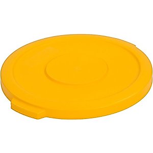 CFS 34101104 Bronco Polyethylene Round Lid, 16.13" Overall Diameter x 2.13" Height, Yellow, For 10 Gallon Containers (Case of 6)