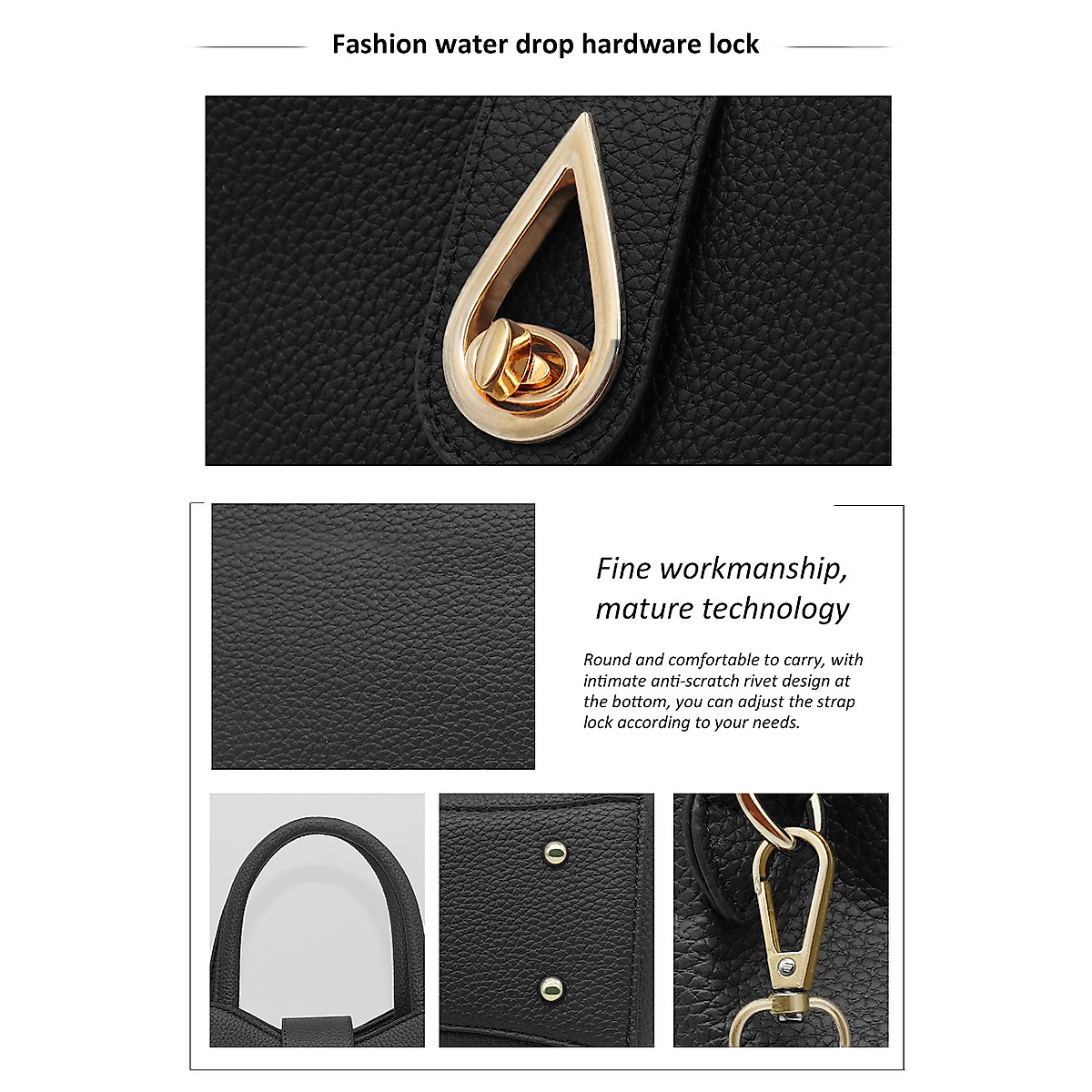 Pahajim Womens Handbag Tote Cute Mini Tassels Leather Shoulder Purse Crossbody Bag(Black)