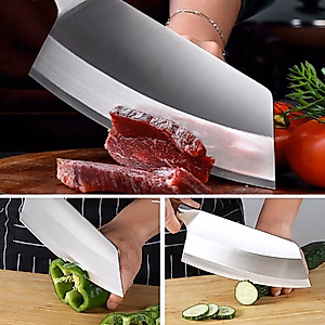 Meat Cleaver Knife, 8" Kitchen Knife Stainless Steel Chinese Chef Knife for Meat Bone Fish Fruit Vegetables Butcher Knife Slicing Cleaver Knife