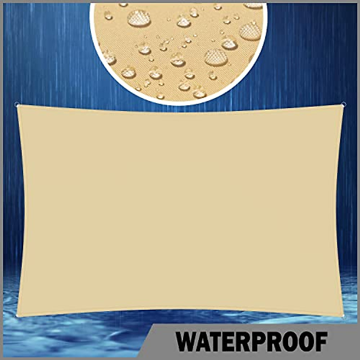 ShadeMart 9.5' x 9.5' Beige Square Waterproof Sun Shade Sail Canopy Awning, 95% UV Blockage & Water Resistant smTADS9, Outdoor Backyard Patio Garden Carport - We Make Custom Size