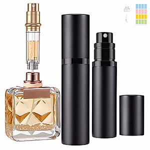D-LOTUS Travel Mini Perfume Atomizer Bottle Refillable, Cologne Sprayer Atomizer Dispenser, Portable Scent Pump Case Empty Sprayer Bottles 5ml - Black