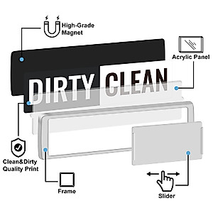 KitchenTour Dishwasher Magnet Clean Dirty Sign, Upgrade Super Strong Clean Dirty Magnet for Dishwasher, Large Text Easy to Read Non-Scratch Magnetic Indicator Kitchen Decor, Silver
