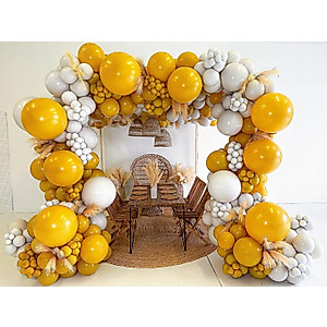 Yelloow Balloon Arch Garland Kit Lemon For Baby Shower Birthday Party Decprations 137pcs Double-Stuffed Layer Bee Brown Gray White