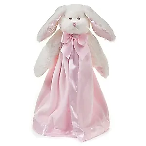 Bearington Baby Bunny Snuggler, 15 Inch Pink Rabbit Plush Stuffed Animal Security Blanket Lovey for Babies