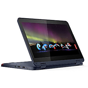 Lenovo 2022 300W Gen 3 HD 2-in-1 Touchscreen Laptop, AMD 3015e Processor, 4GB RAM, 64GB eMMC Flash Memory, AMD Radeon Graphics, Blue, Win 10 Pro, 32GB SnowBell USB Card