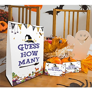 Halloween Bridal Shower Game Sign and Card, Halloween Guess How Many Party Game Set, 1 Sign With 50 Guess Tickets –LK-012