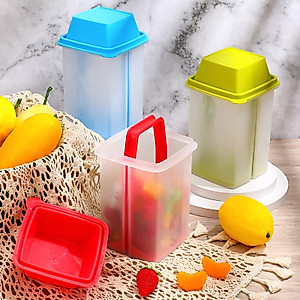 CHENGU 6 Pack Pickle Container with Strainer Jalapeno Storage Container Plastic Pickle Jar Containers Large Pickle Keeper Pickled Food Container for Home Kitchen Supplies (Red, Green, Blue)