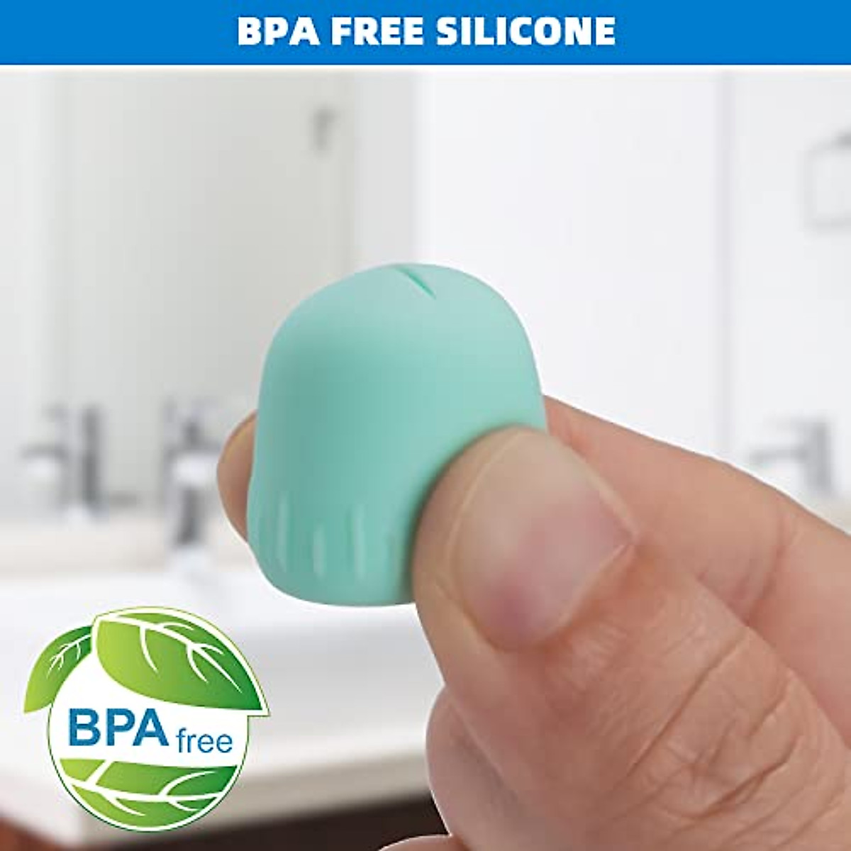 6-Pack Toothpaste Cap, Gelibo Self Closing Toothpaste Squeezer Dispenser for Kids and Adults, Easy to Use, Food Grade Silicone and BPA-Free Toppers, Hygiene No Waste No Mess