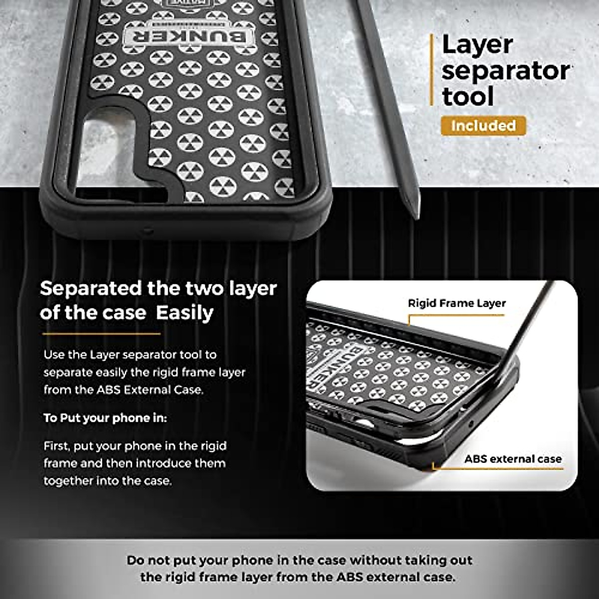 MOTIVE Heavy Duty Case for Samsung Galaxy S23 Plus, Shockproof, Military Grade Quad-Layer Rugged Protective Phone Case - Black, Designed in New York | Bunker Series