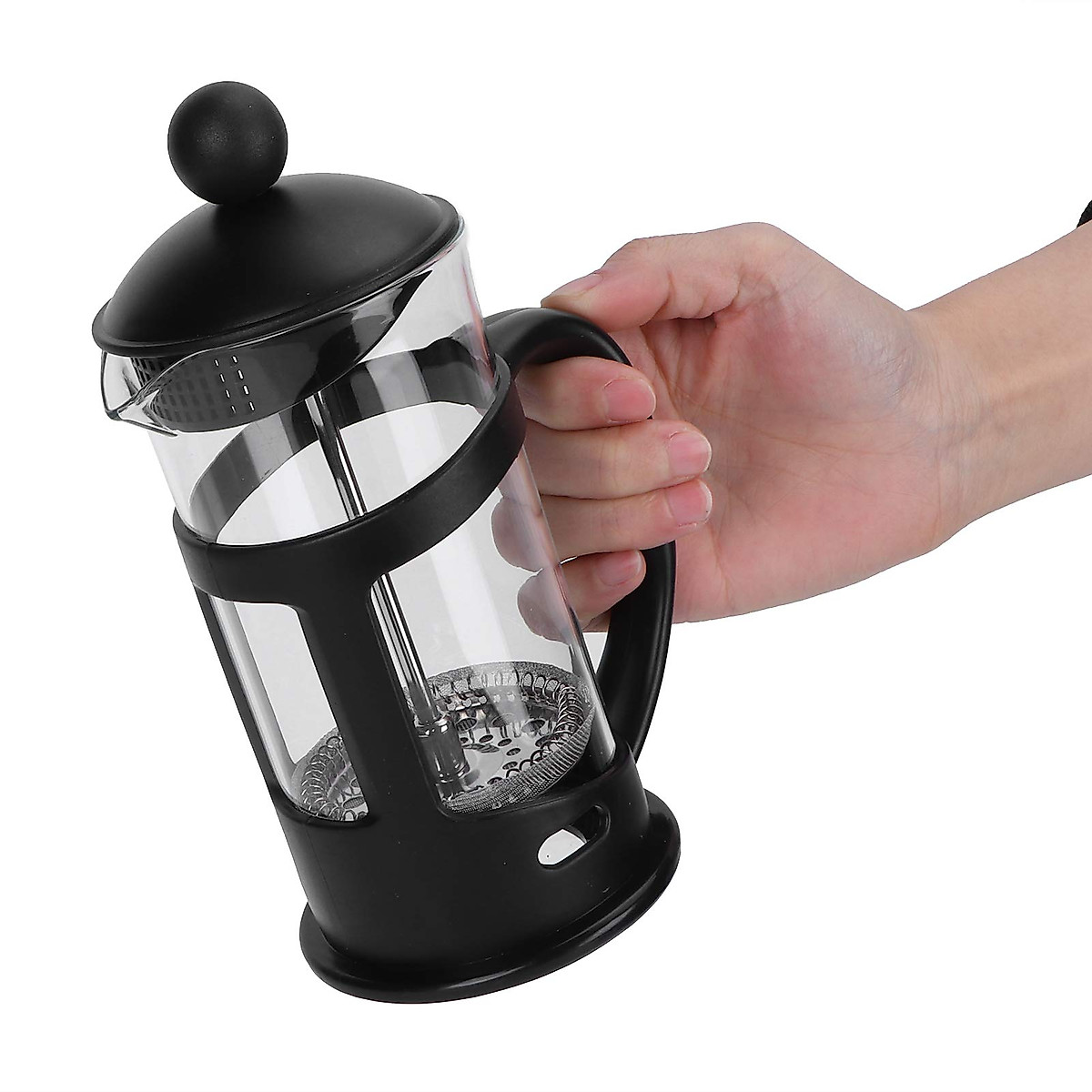 KUIKUI French Press Coffee Maker, Espresso Tea and Coffee Maker, High Temperature Resistant Borosilicate Glass Coffee Press Teapot for Camping Travel Gifts, Black (1000ml)