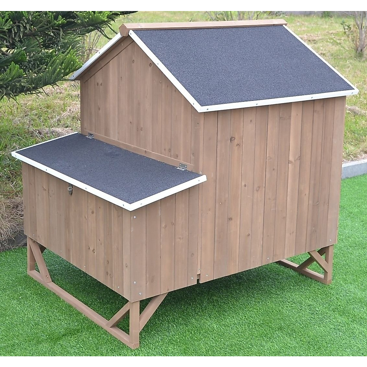 Omitree Deluxe Large Wood Chicken Coop Backyard Hen House 4-8 Chickens with 3 Nesting Box