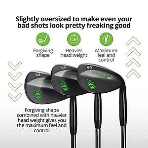 BombTech - Premium Golf Wedge Set - 52, 56, 60 Degrees Golf Wedges - Max Groove for Increased Spin - Black Wedges…