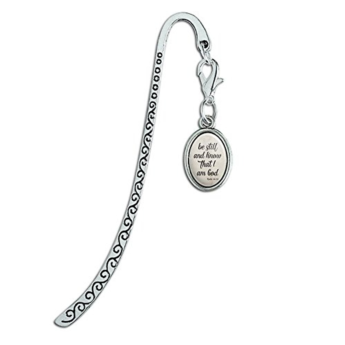 Be Still and Know that I am God Psalm Inspirational Christian Metal Bookmark Page Marker with Oval Charm