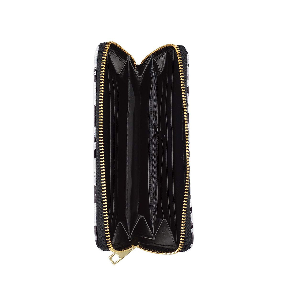 Premium Vegan Leather Animal Print Continental Zip Around Wallet, Grey Leopard