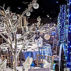 Disco Balls Ornaments Decoration, 50Pcs 1.2 Inch Mirror Disco Balls Sets Car Accessory Hanging on Rearview Mirror Disco Balls Bright Reflective for Christmas, Wedding, Holiday, Birthday Party (B)