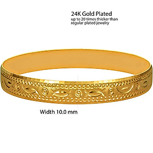 LIFETIME JEWELRY 10mm Bangle Bracelet 24k Real Gold Plated for Women and Teen Girls (3)