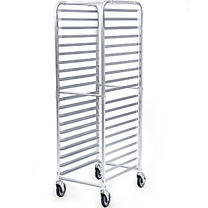 PETSITE 20 Tier Sheet Pan Rack, Commercial Aluminum Full & Half Bun Pan Bakery Rack with Brake Wheels for Restaurant Home Kitchen