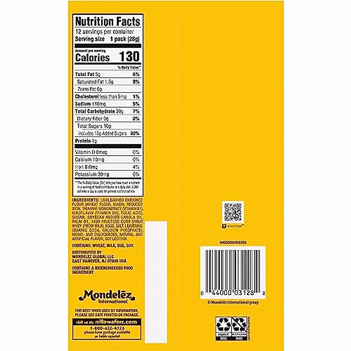 Nilla Wafers Mini Cookies, Vanilla Wafers, 48 Total Snack Packs (4 Boxes)