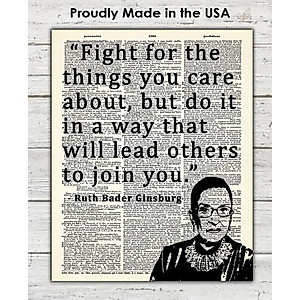 Inspirational Ruth Bader Ginsburg Wall Art "Fight for Things" 8x10 RBG Poster, RBG Wall Art & Motivational Wall Art, Positive Affirmations Wall Decor for Bedroom & Office Decor for Men &Women