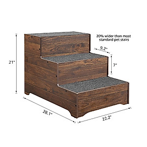 beeNbkks Dog Stairs Furniture, Extra Wide Wooden Pet Steps for Medium Large Dogs and Cats, Non-Slip Pet Ladder for Elderly Injured Pets Short Legged Puppy to Reach Couch Sofa High Bed Windowsill