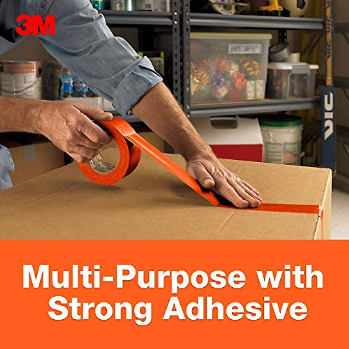 3M Multi-Use Colored Duct Tape, Orange with Strong Adhesive and Water-Resistant Backing, Multi-Surface 3M Duct Tape for Indoor and Outdoor Use, 1.88 Inches x 20 Yards, 1 Roll (3920-OR)