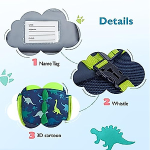 mommore Toddler Backpack, Kids Backpack with Leash, Dinosaur Backpack for Boys 2-4, Cute 3D Cartoon Preschool Kindergarten Backpacks, Green